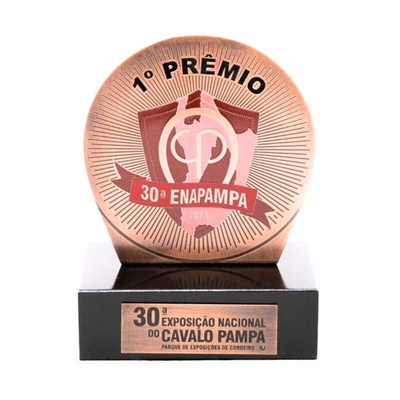 Troféu em metal 3D banho de bronze - Metalvest - Líder em Projetos em Metal